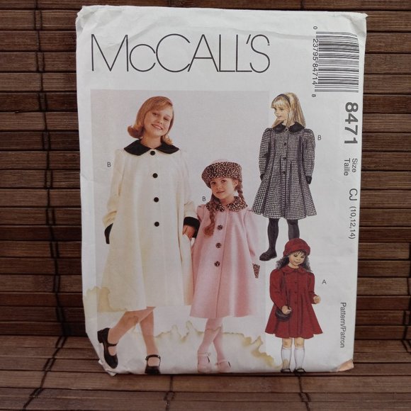McCall's | Office | Mccalls 847 Girls 1 12 14 Aline Dress Coat And Hat Uncut Sewing Pattern ...